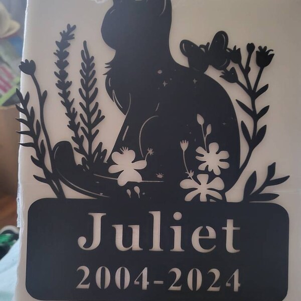 Personalized Cat Memorial Stake,cat Metal Grave Marker With Flowers ...