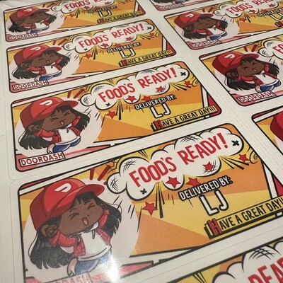 Personalized Uber Eats Labels Delivery Bag Shaped Stickers Food ...