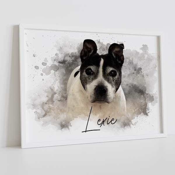 Personalised Staffy Pet Portrait | Custom Staffy Watercolour Portrait ...