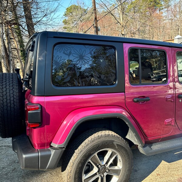 Daisies & Leaves Side Rear Window Decal | Fits Jeep Wrangler JK JL 2007 ...