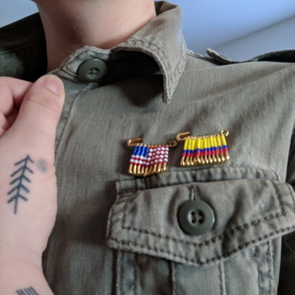 American Flag Pin Veteran's Day Pin Lapel Pin Beaded Flag Pin Handmade ...