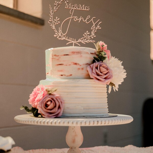 Boho Wedding Cake Topper, Lovers Personalized Wedding Cake Topper, Boho ...