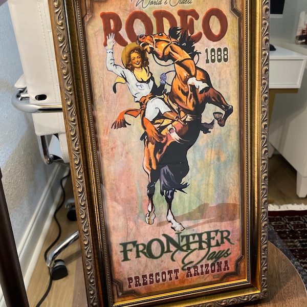 Rodeo Cowgirl Poster Frontier Days Prescott Arizona - Etsy