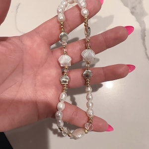 Glam Clam Golden Beach Themed Cell Phone Charm Freshwater Pearls Gold ...