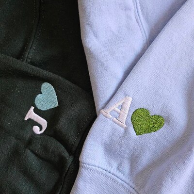 Custom Embroidered Initial Heart Sweatshirt Personalized Couples Gifts ...
