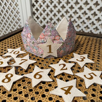 Fabric Crown With Removable Numbers, Adjustable Crown, Birthday Crown ...