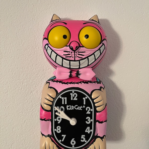 Pink Cheshire Cat Kit-cat Klock© Custom Clock - Original Art Custom ...