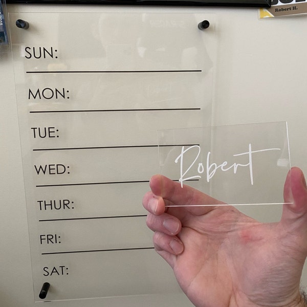Acrylic Weekly Calendar for Wall || Custom Dry Erase Family Planner ...