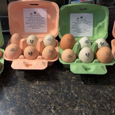 Egg Carton Stickers Funny Chicken Face Fresh Eggs Egg Carton Sticker ...