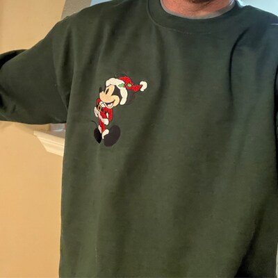 Santa Mickey Embroidered Sweatshirt Disney Christmas Embroidered ...