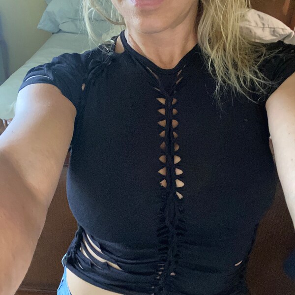 Pixie Top COCO Pole Dance Wear Pixie Clothing Slit Weave Elven Clothing Braided Top Faerie ...