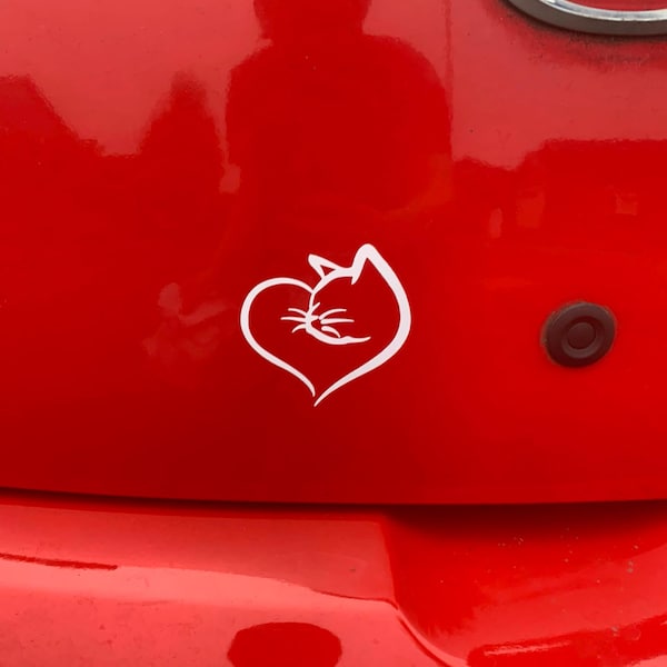 Cat Heart Vinyl Decal - Etsy
