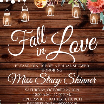Editable Rustic Fall in Love Bridal Shower Invitation,fall in Love ...