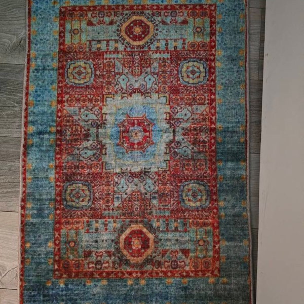 Terracotta Multi Color Persian Style Traditional Rug Pink Navy Vintage ...