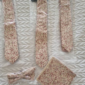 Rust Floral Tie, Rust Bow Tie, Rust Pocket Square, Rust Dress Necktie ...