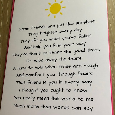 Bestest Friend Poem Card Best Friend Best Friend Cards - Etsy UK