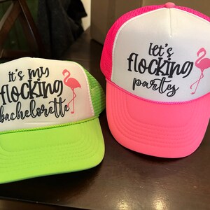 Neon Bachelorette Hats FLAMINGO THEME Party Lets Flocking Party It's My ...