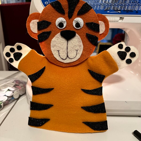 Tiger Hand Puppet Pattern, PDF Pattern for Hand Puppet, Puppet Sewing ...