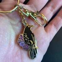 Crow Keychain Bird Keychain Cute Keychain Bird Lover Witch Keychain ...
