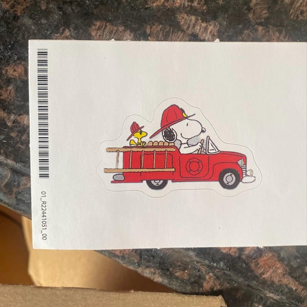 Firefighter Snoopy Sticker for Laptop, Car, Water Bottle, Phone, Gift ...