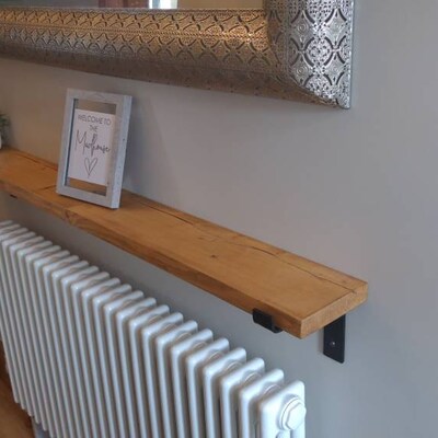 Hand Crafted Rustic Reclaimed Solid Pine Timber Radiator Shelf With ...