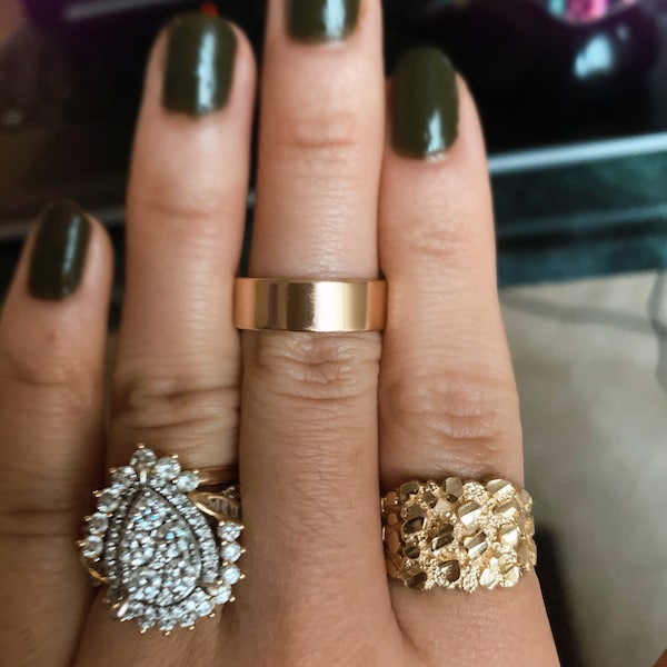 Authentic 14k Yellow Gold Nugget Ring for Mens & Womens 4 Types Size 6 ...