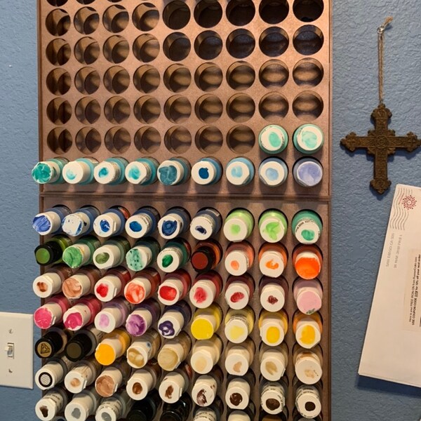 Wood Paint Bottle Rack Organizer for 2oz Craft Paints Wall Mountable ...