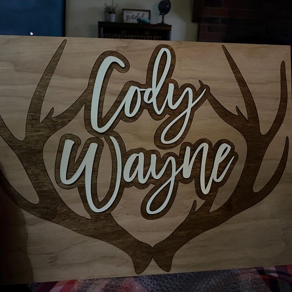 3D Personalized Deer Antler Sign | Boy's Antler Name Sign | Deer ...