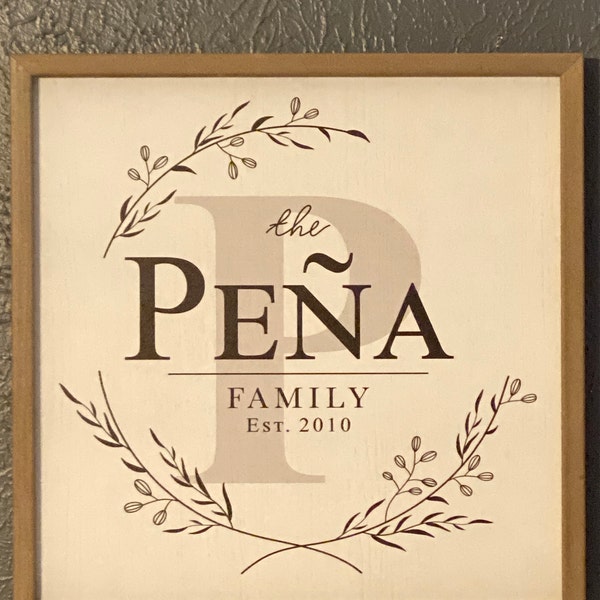 Personalized Printed Family Name Sign With Monogram Initial (framed) - Etsy