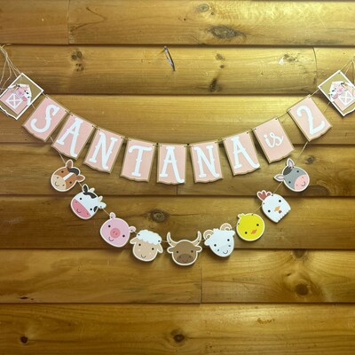 Barn Name Banner Name & Age Farm Banner Farm Birthday Barn and Animals ...