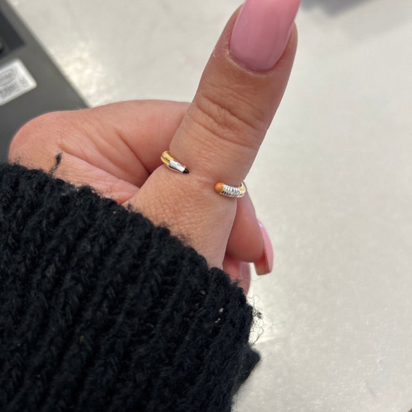 Pencil Ring Yellow and Silver - Etsy