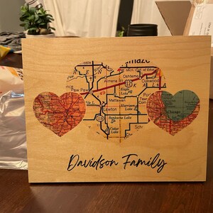 Personalized Long Distance Family Maps on Wood: 3-5 Locations, Custom ...