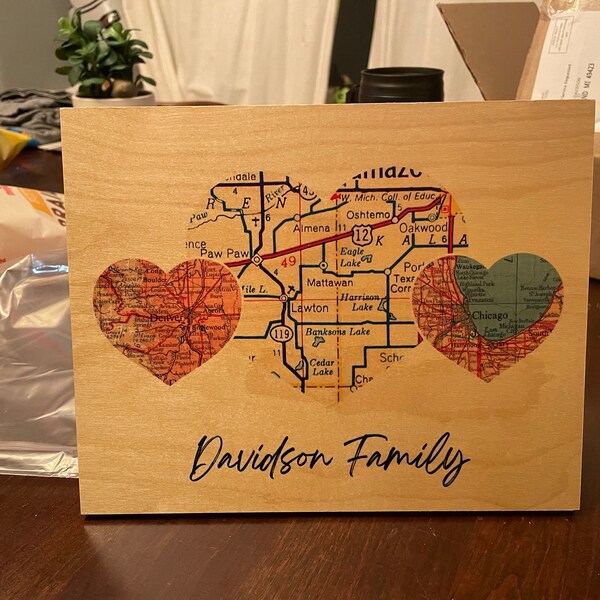 Personalized Long Distance Family Maps on Wood: 3-5 Locations, Custom ...