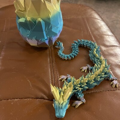 3D Printed Crystal Dragon, Dragon Egg, Articulated Dragon Figurine ...