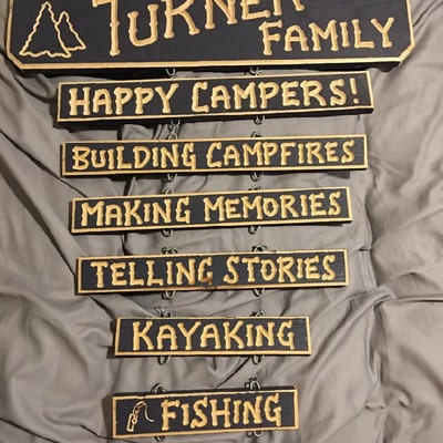 CAMPER, CAMPING,RV Campsite Personalized Carved Wood Sign Set. Hang It ...