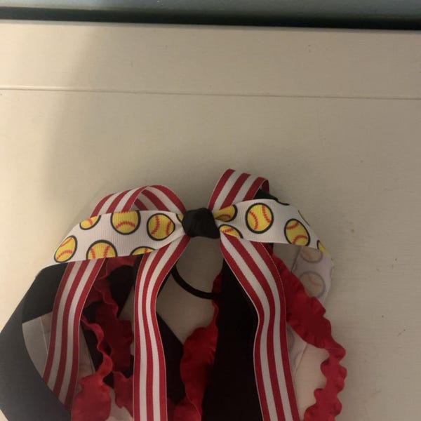 Pink Softball Bow - Softball Ponytail - Softball Pony Tie - Softball ...