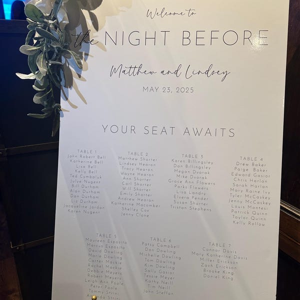 Rehearsal Dinner Seating Chart Template, the Night Before Seating Plan ...