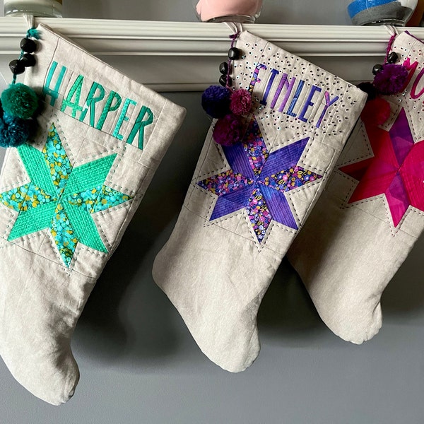 Christmas Stocking - Sewing Pattern - Modern Quilted Stocking PDF - 3 ...