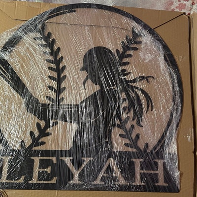Personalized Softball Girl Metal Wall With Lights, Custom Softball Name ...
