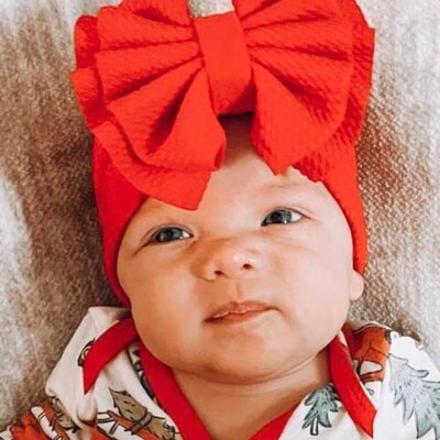 Red Bow Pull Proof Stretchy Red Headwrap Permanently Sewn Wrap Red Bow ...