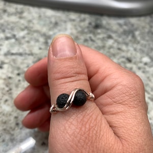 Lava Stone Wire Wrapped Ring, Lava Rock Ring, Wire Wrapped Gemstone, Boho Ring - Etsy