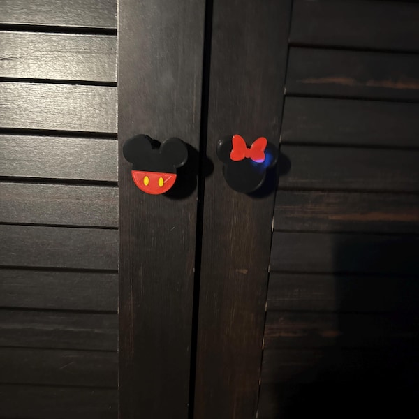 Mickey Mouse and Minnie Mouse Drawer Knobs/handles for Nurseries, Kid's Rooms, Cabinets, and ...