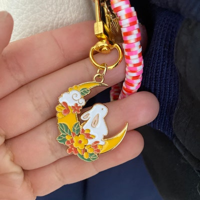 Cute Enamel Sakura Rabbit Keychain & Phone Strap - Etsy