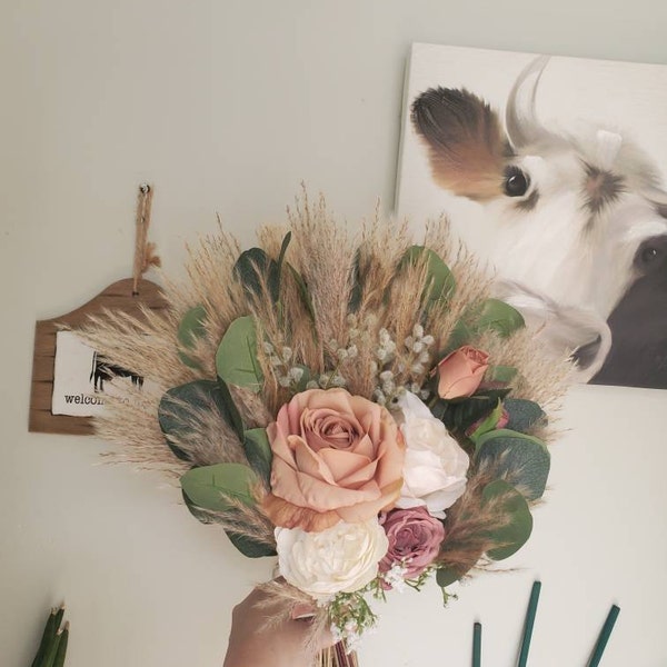 Rustic Boho Wedding Bouquet,artificial Faux Flowers Home Wedding Decor ...