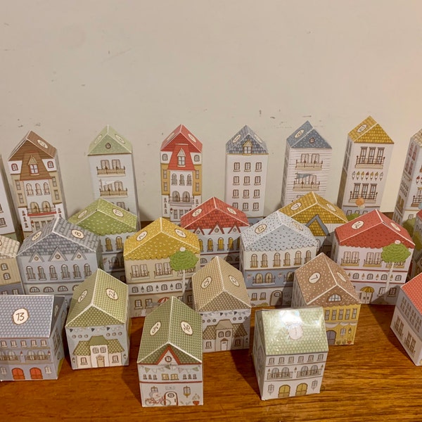 Advent Calendar, Printable Christmas Village Boxes PDF, Countdown to ...