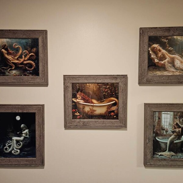 Octopus Mermaid Art Print - Sea Siren Poster, Underwater Fantasy Decor ...