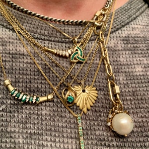 Thick Round Charm Enhancer 14K Solid Gold With Thick Oval Link Lariat ...