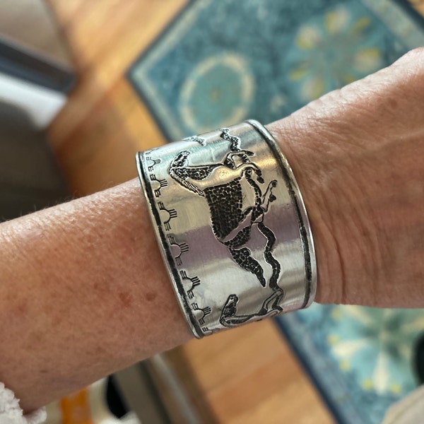 Paint Horse Cuff Bracelet Handmade by the Artist USA in Silvery Pewter ...