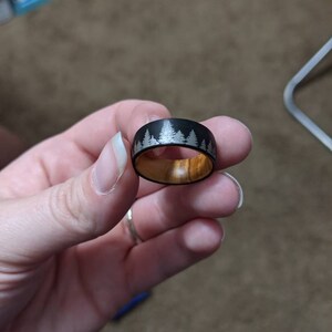 Nature Ring Mens Wedding Band Wood Ring with Forest Trees Mens | Etsy