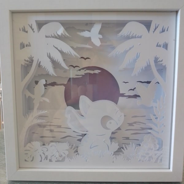 Stitch 3 Paper Cut Light Box Template Files, Shadow Box, 3D Papercut ...